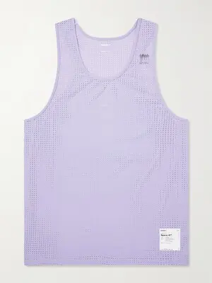 Satisfy Embellished Logo-appliquéd Space-o™ Mesh Tank Top - Purple