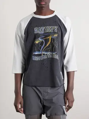 Satisfy Logo-print Distressed Mothtech™ Organic Cotton-jersey T-shirt