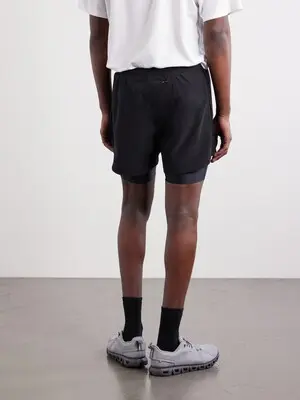 DISTRICT VISION Straight-leg Layered Logo-appliquéd Shell Shorts