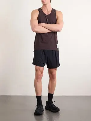Satisfy Embellished Logo-appliquéd Space-o™ Mesh Tank Top