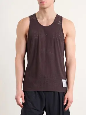 Satisfy Embellished Logo-appliquéd Space-o™ Mesh Tank Top