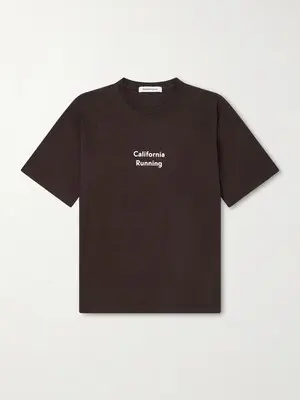 DISTRICT VISION California Printed Cotton-jersey T-shirt - Brown