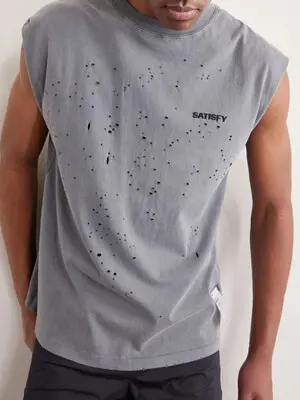Satisfy Distressed Logo-print Mothtech™ Organic Cotton-jersey Tank Top
