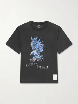 Satisfy Logo-print Distressed Mothtech™ Cotton-jersey T-shirt - Black