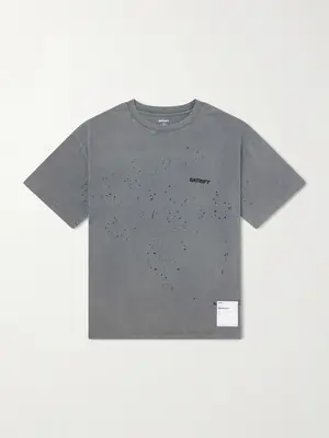 Satisfy Logo-print Distressed Mothtech™ Cotton-jersey T-shirt - Gray