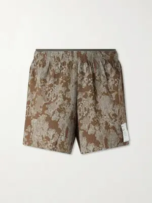 Satisfy Straight-leg Logo-appliqu&eacute;d 5" Space‑o&trade; Shorts - Brown