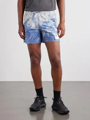 Satisfy Straight-leg 5" Logo-appliqu&eacute;d Printed Peaceshell&trade; Shorts - Blue