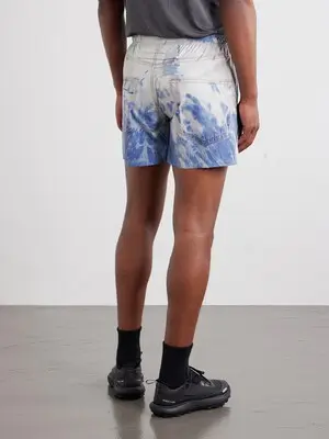 Satisfy Straight-leg 5" Logo-appliqu&eacute;d Printed Peaceshell&trade; Shorts - Blue