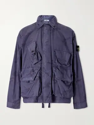 Stone Island Camouflage-print Cotton-blend Ripstop Jacket - Blue