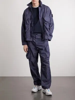 Stone Island Camouflage-print Cotton-blend Ripstop Jacket - Blue