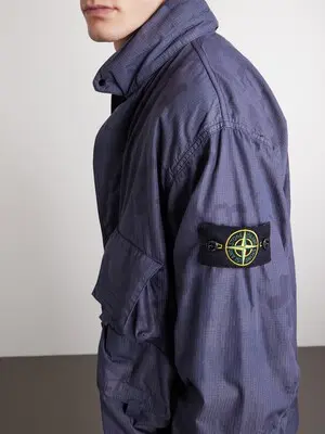 Stone Island Camouflage-print Cotton-blend Ripstop Jacket - Blue