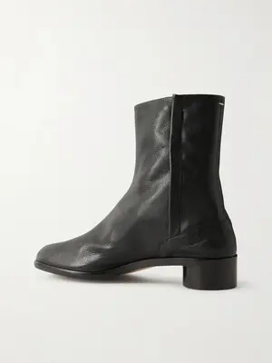 MAISON MARGIELA Tabi Split-toe Textured-leather Ankle Boots - Black