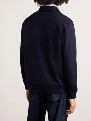 Moncler Leather-trimmed Cotton-jersey Half-zip Polo Shirt