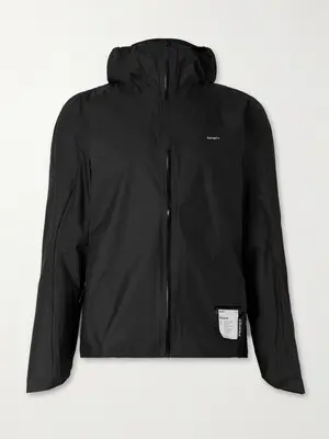 Satisfy Rain Fly Hooded Logo-printed Pertex® Shield Air Jacket - Black