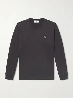 Stone Island Logo-appliquéd Cotton-jersey T-shirt - Black