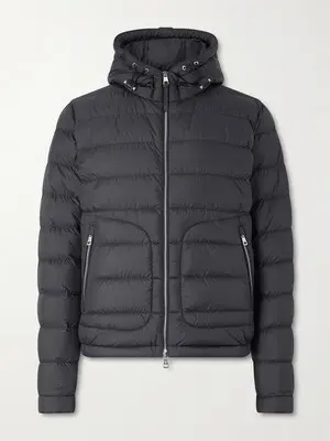 Moncler Sestriere Slim-fit Leather-trimmed Quilted Shell Hooded Down Jacket