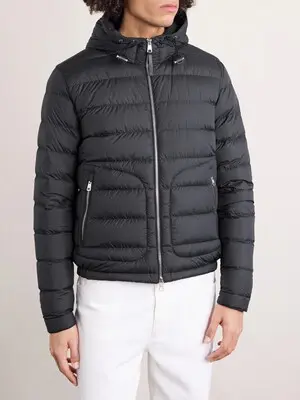 Moncler Sestriere Slim-fit Leather-trimmed Quilted Shell Hooded Down Jacket