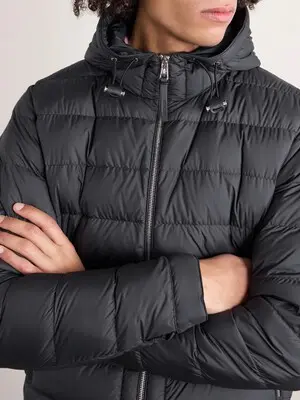 Moncler Sestriere Slim-fit Leather-trimmed Quilted Shell Hooded Down Jacket