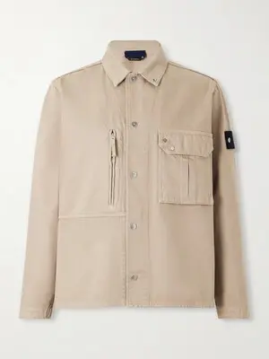 Stone Island Logo-appliquéd Light Bull Denim-tc Overshirt - Neutrals