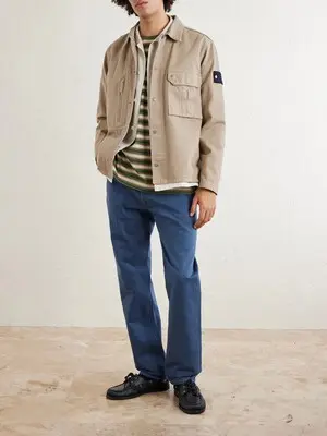 Stone Island Logo-appliquéd Light Bull Denim-tc Overshirt - Neutrals