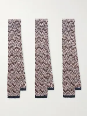 Missoni 6cm Pack Of Three Knitted Cotton And Silk-blend Tie - Multi