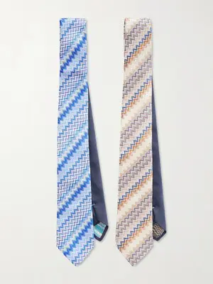 Missoni Two-pack 7cm Silk-jacquard Tie - Multi