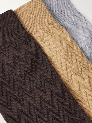 Missoni Three-pack Crochet-knit Cotton-blend Socks