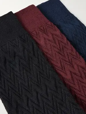 Missoni Three-pack Crochet-knit Cotton-blend Socks