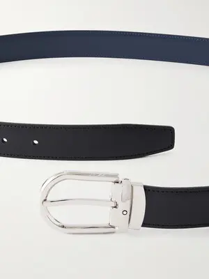 Montblanc 3cm Horseshoe Reversible Leather Belt