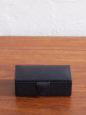 Smythson Panama Cross-grain Leather Cufflink Box