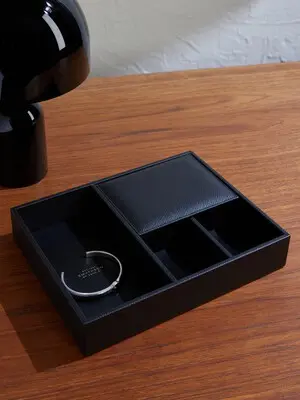 Smythson Valet Panama Cross-grain Leather Tray
