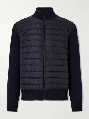 Canada Goose Hybridge Slim-fit Quilted Down Shell And Merino Wool Jacket