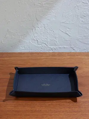 Smythson Panama Cross-grain Leather Trinket Tray - Blue