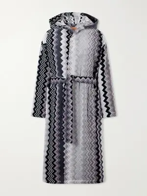 Missoni Giacomo Striped Cotton-terry Hooded Robe - Gray
