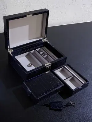 Smythson Panama Cross-grain Leather Jewellery Box