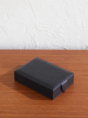 Smythson Travel Tray Leather Jewellery Box - Black