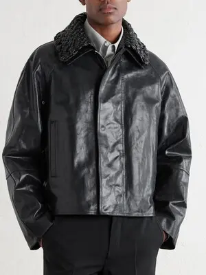 Bottega Veneta Intrecciato-trimmed Leather Jacket