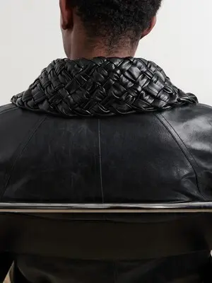Bottega Veneta Intrecciato-trimmed Leather Jacket