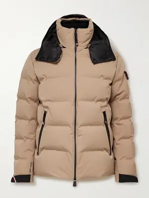 Moncler Montgetech Logo-appliquéd Quilted Stretch-nylon Hooded Down Ski Jacket - Neutrals