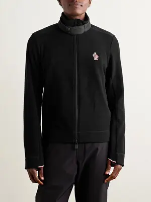 Moncler Logo-appliquéd Shell-trimmed Fleece Jacket