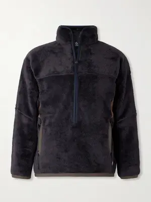 Moncler Jersey-trimmed Polartec® High Loft Half-zip Sweatshirt - Blue