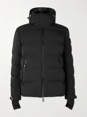 Moncler Montgetech Logo-appliquéd Quilted Stretch-nylon Hooded Down Ski Jacket - Black