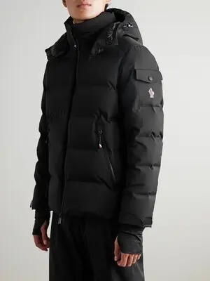 Moncler Montgetech Logo-appliquéd Quilted Stretch-nylon Hooded Down Ski Jacket - Black