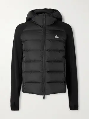Moncler Quilted Shell And Polartec® Power Stretch™ Pro Hooded Down Jacket