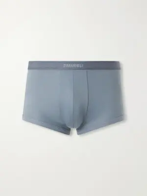 Zimmerli Sea Island Cotton Boxer Briefs - Blue