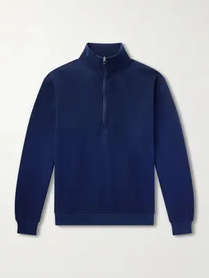 Lululemon Steady State Cotton-blend Jersey Half-zip Sweatshirt - Blue