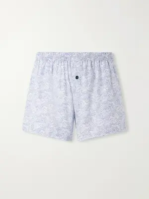 Zimmerli Printed Cotton-satin Boxer Briefs - Blue