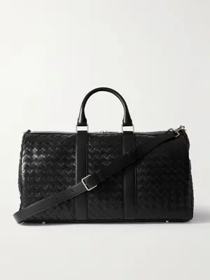 Bottega Veneta Intrecciato Leather Weekend Bag - Black
