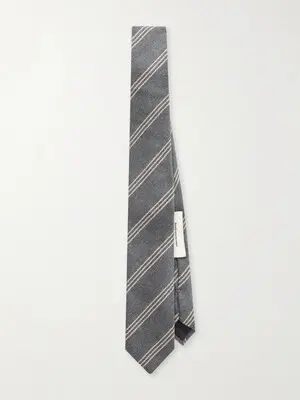 MFPEN Banquet 6cm Striped Silk-jacquard Tie - Gray