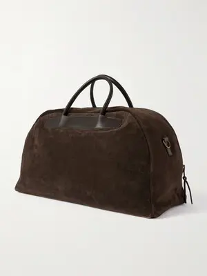 BLEU DE CHAUFFE Leather-trimmed Suede Weekend Bag
